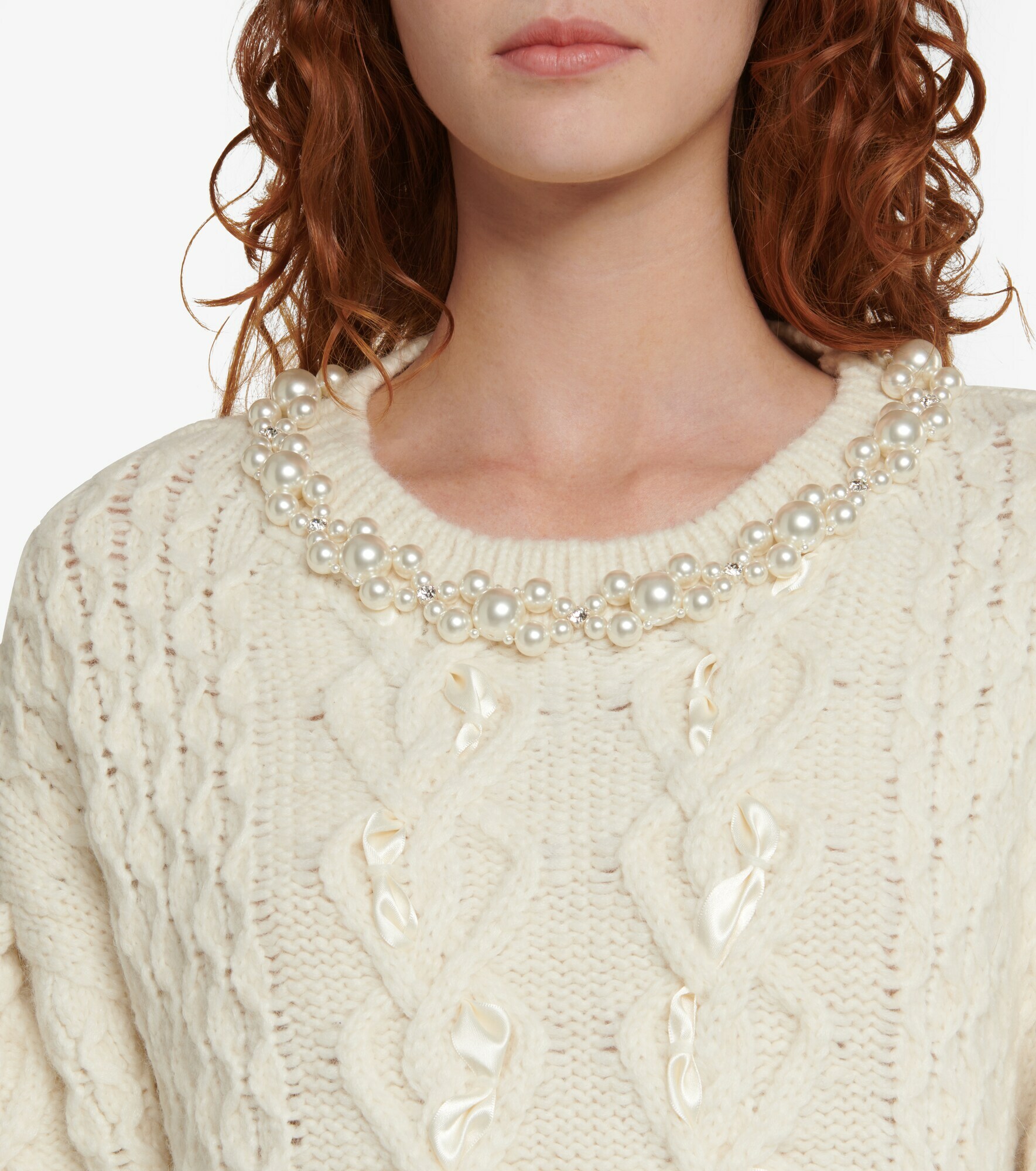 Simone Rocha - Embellished cable-knit sweater Simone Rocha
