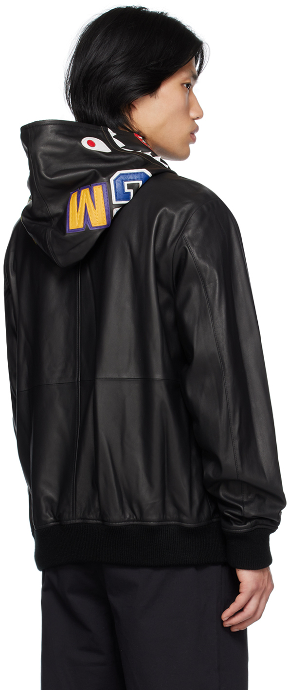 BAPE Black Shark Leather Jacket A Bathing Ape