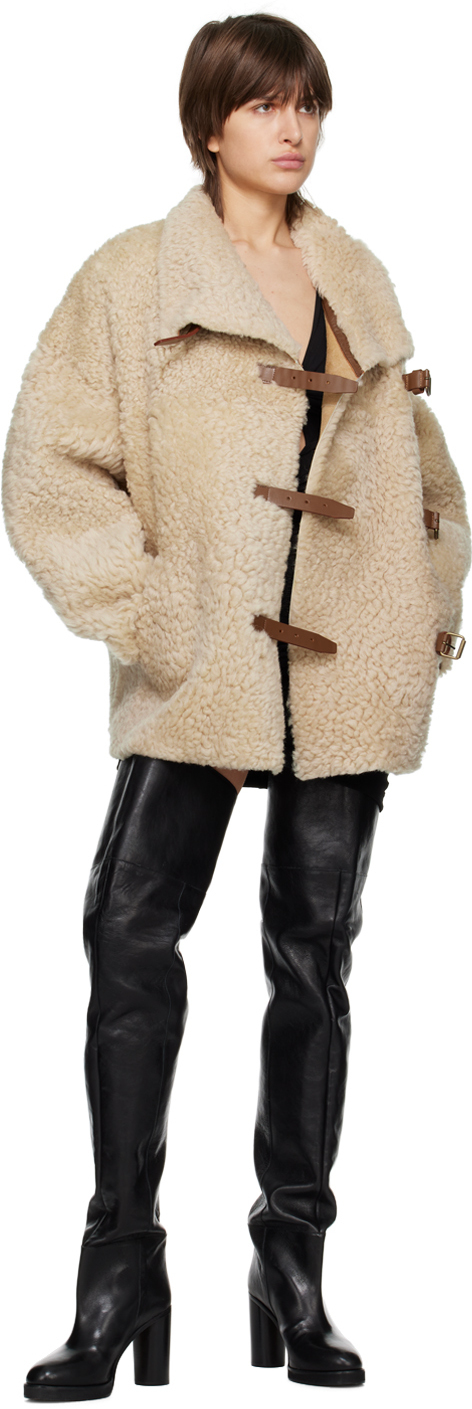 Isabel Marant Beige Bealila Shearling Coat Isabel Marant