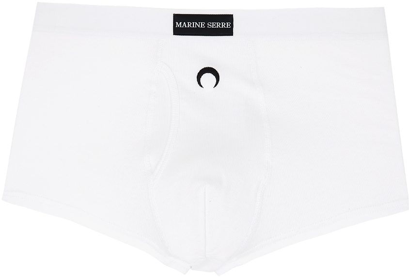 Marine Serre White Ribbed Organic Cotton Boxer Briefs Marine Serre