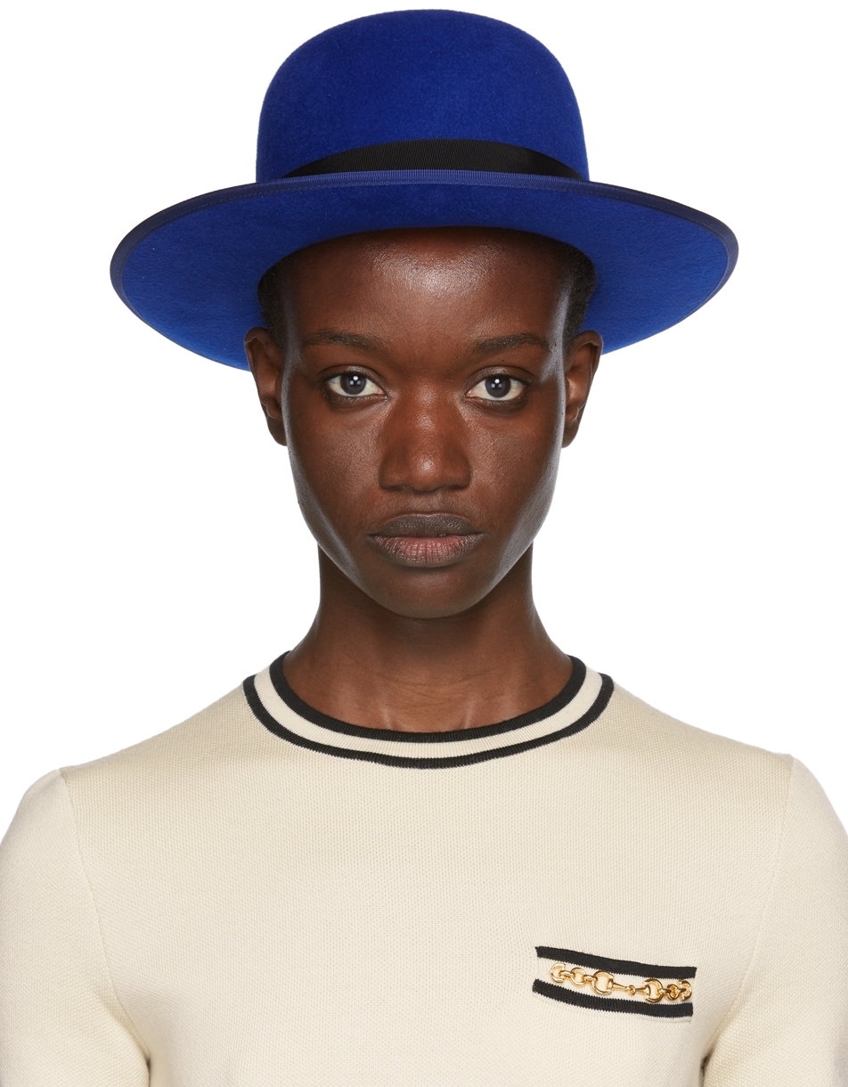 Gucci Blue Felt Wide Brim Fedora Gucci