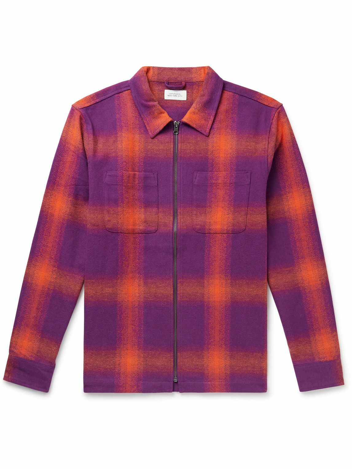 Saturdays NYC - Ryan Checked Cotton-Flannel Overshirt - Purple ...