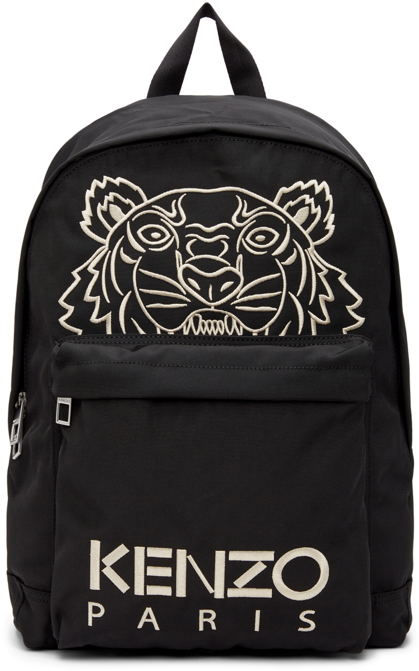 Kenzo Black Embroidered Kampus Tiger Backpack Kenzo