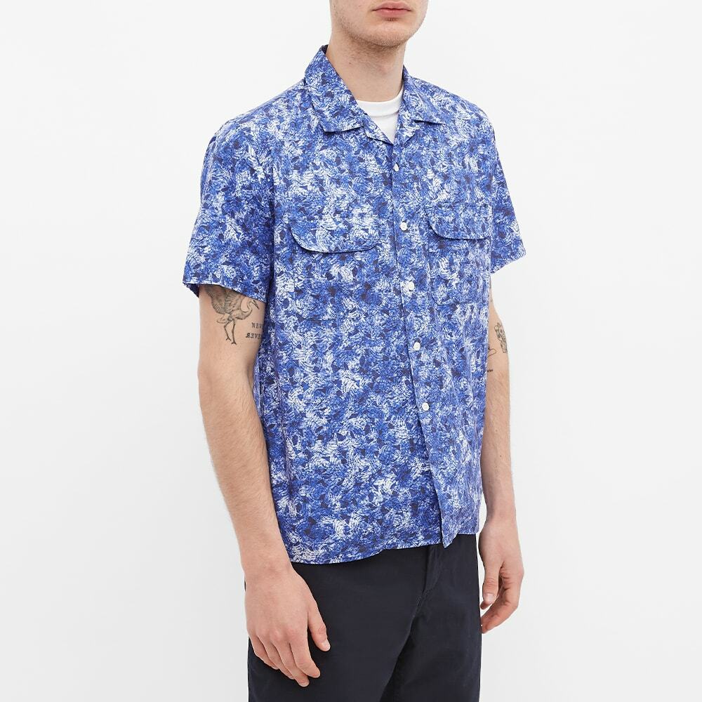 Beams Plus Men's Short Sleeve Open Collar Shirt in Sail Pattern Beams Plus