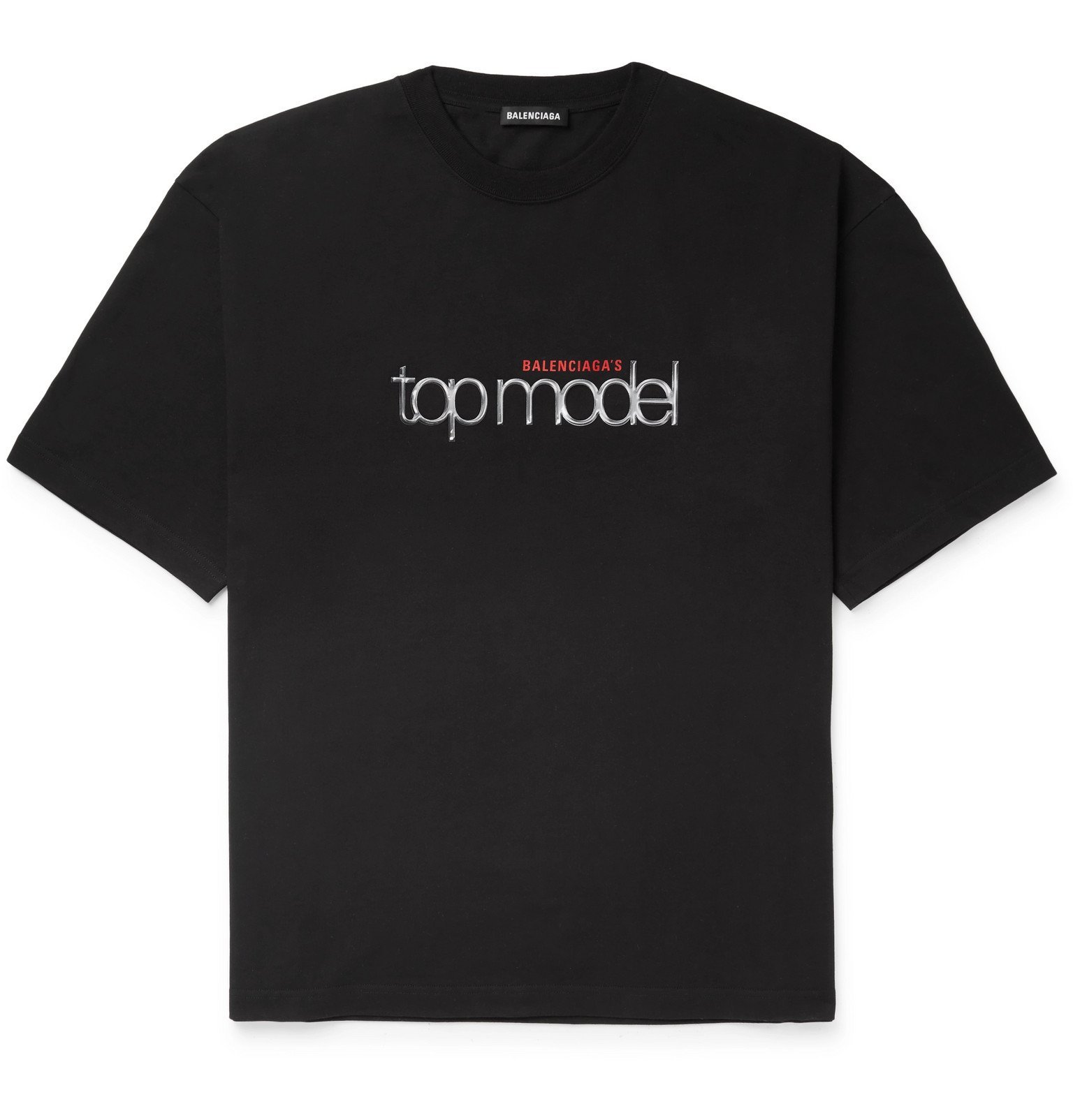 Balenciaga - Top Model Appliquéd Logo-Print Cotton-Jersey T-Shirt ...