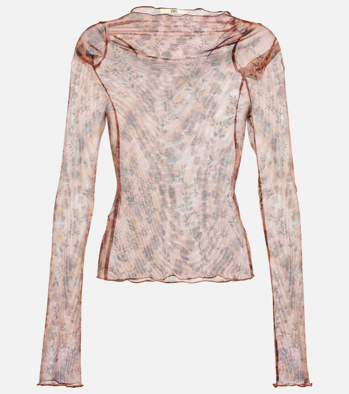KNWLS - Floral off-shoulder mesh top KNWLS