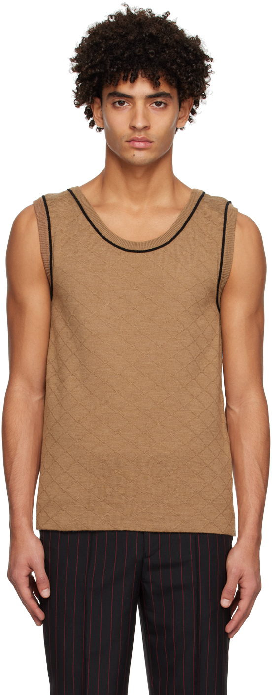 Ernest W. Baker Tan Quilted Tank Top Ernest W. Baker