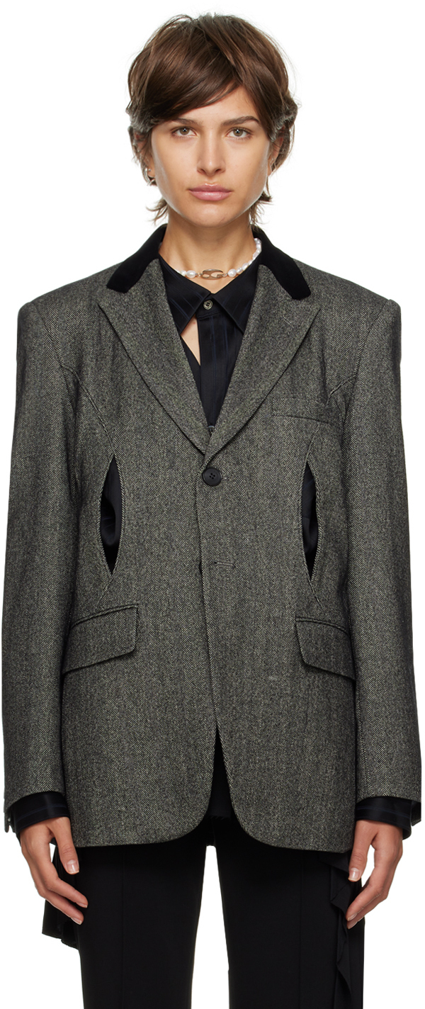 lesugiatelier Gray Cut Out Blazer lesugiatelier