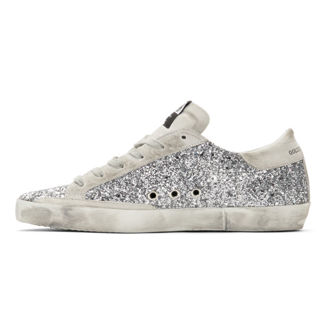 Golden Goose SSENSE Exclusive Silver Glitter Superstar Sneakers Golden ...