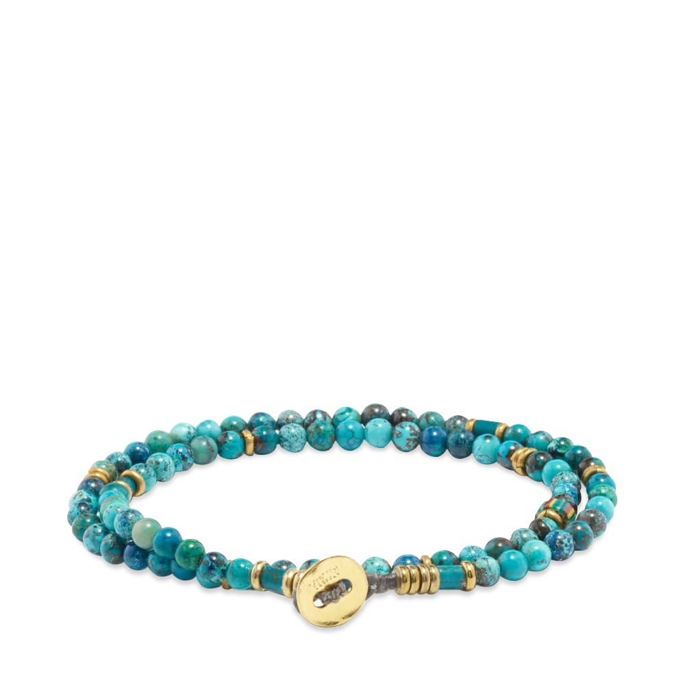 Mikia Men's Double-Wrap Beaded Bracelet in Chrysocolla Mikia