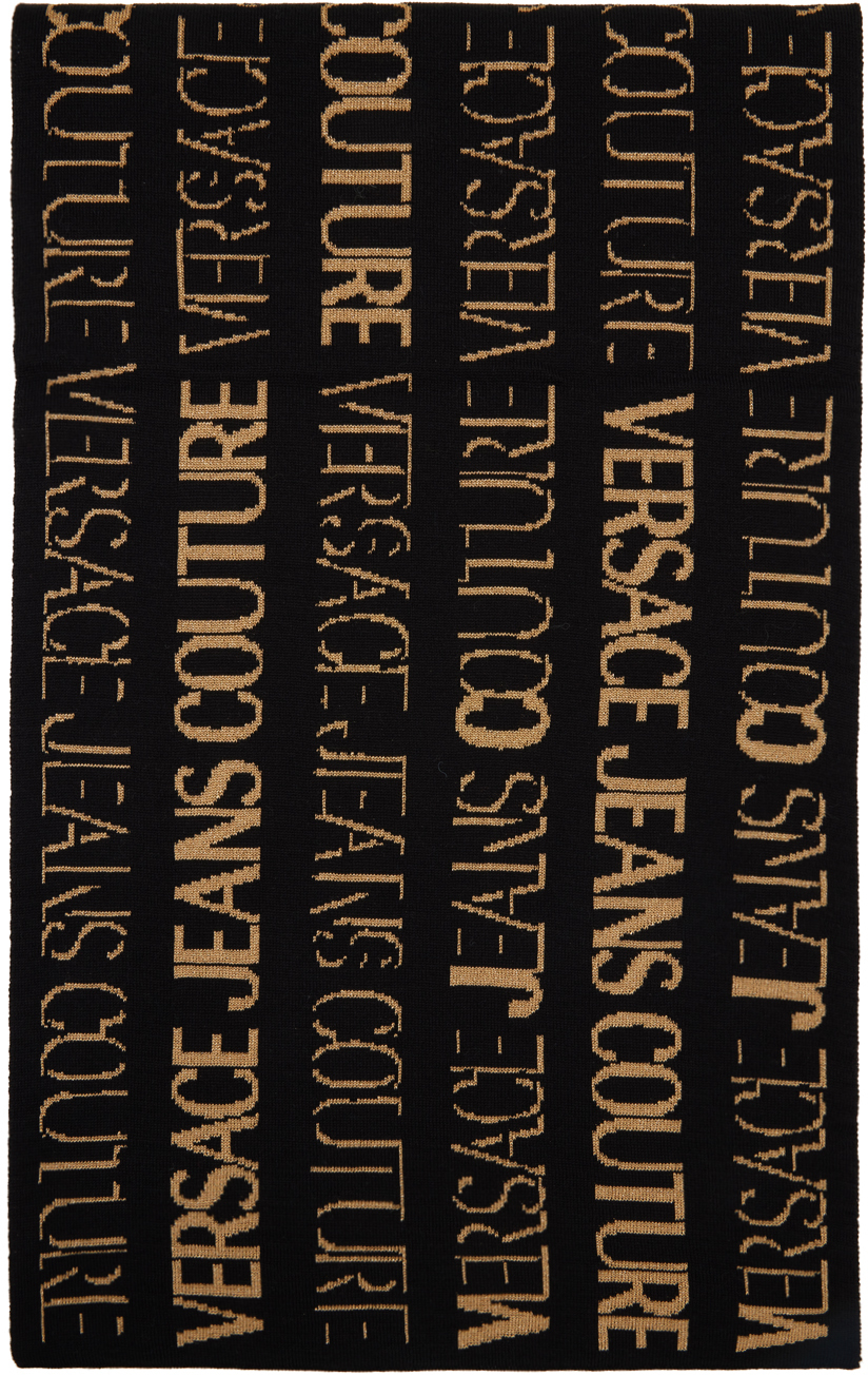 Versace Jeans Couture Black & Gold Logo Scarf Versace