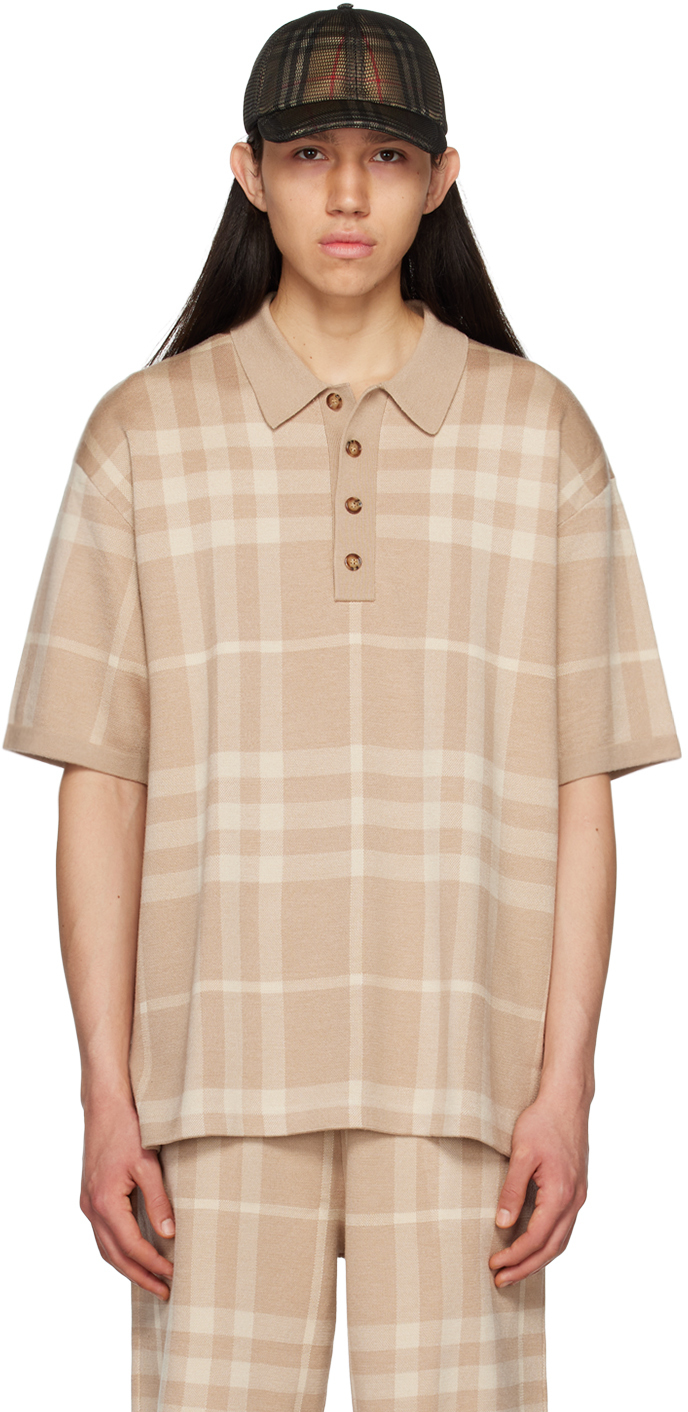 Burberry Beige Check Polo Burberry
