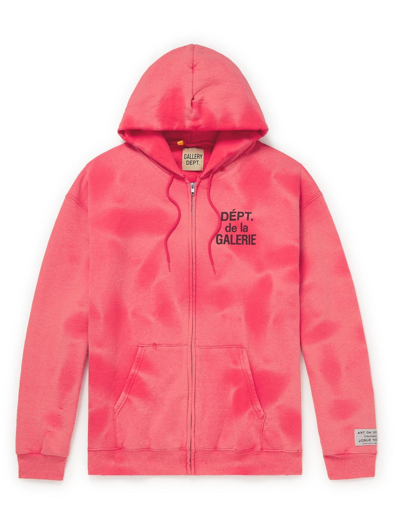 Gallery Dept. - Logo-Print Tie-Dyed Cotton-Jersey Zip-Up Hoodie - Red ...