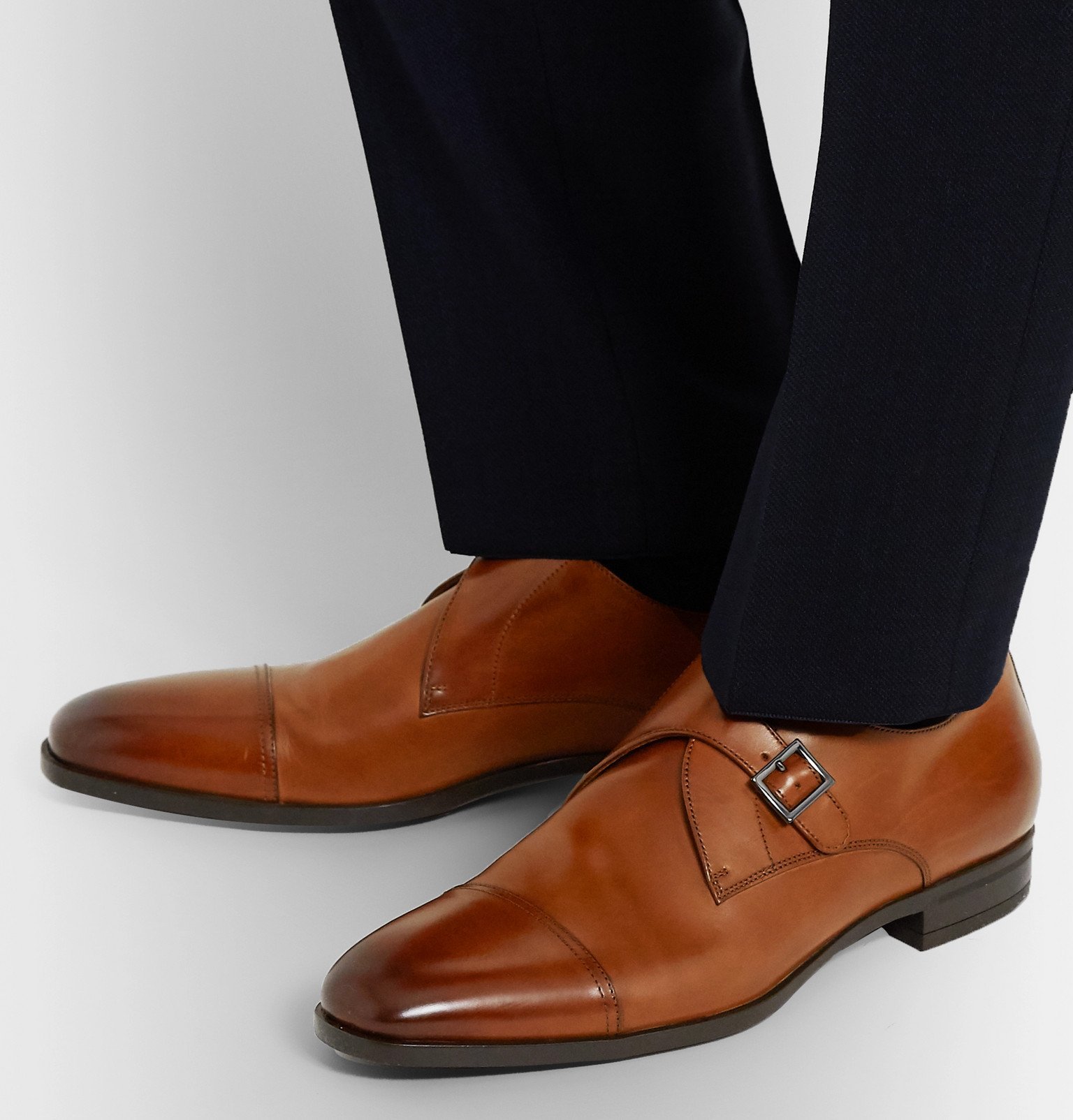 Hugo Boss - Leather Monk-Strap Shoes - Brown Hugo Boss