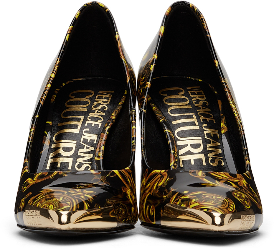 Versace Jeans Couture Black & Gold Regalia Baroque Heels Versace
