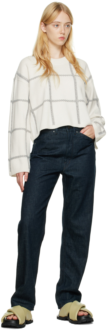 Joseph White Intarsia Check Sweater Joseph