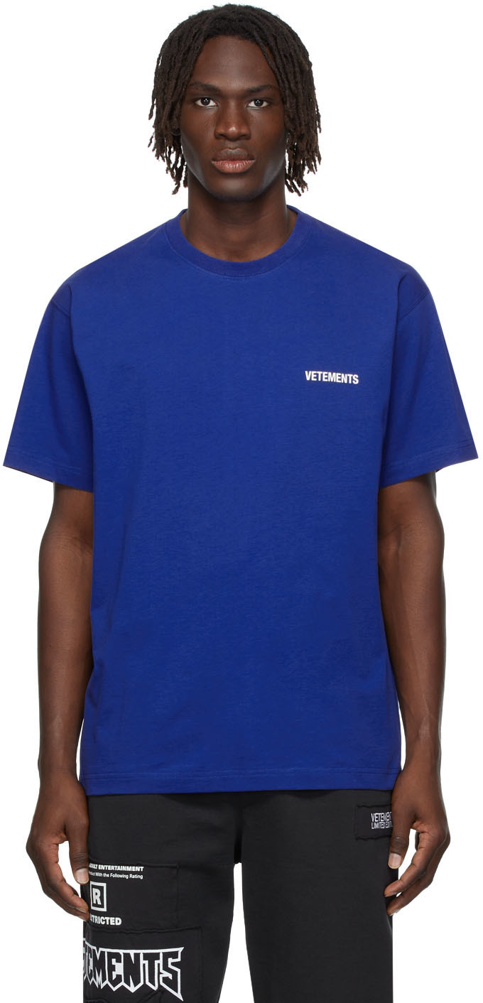 VETEMENTS SSENSE Exclusive Blue Logo T-Shirt Vetements