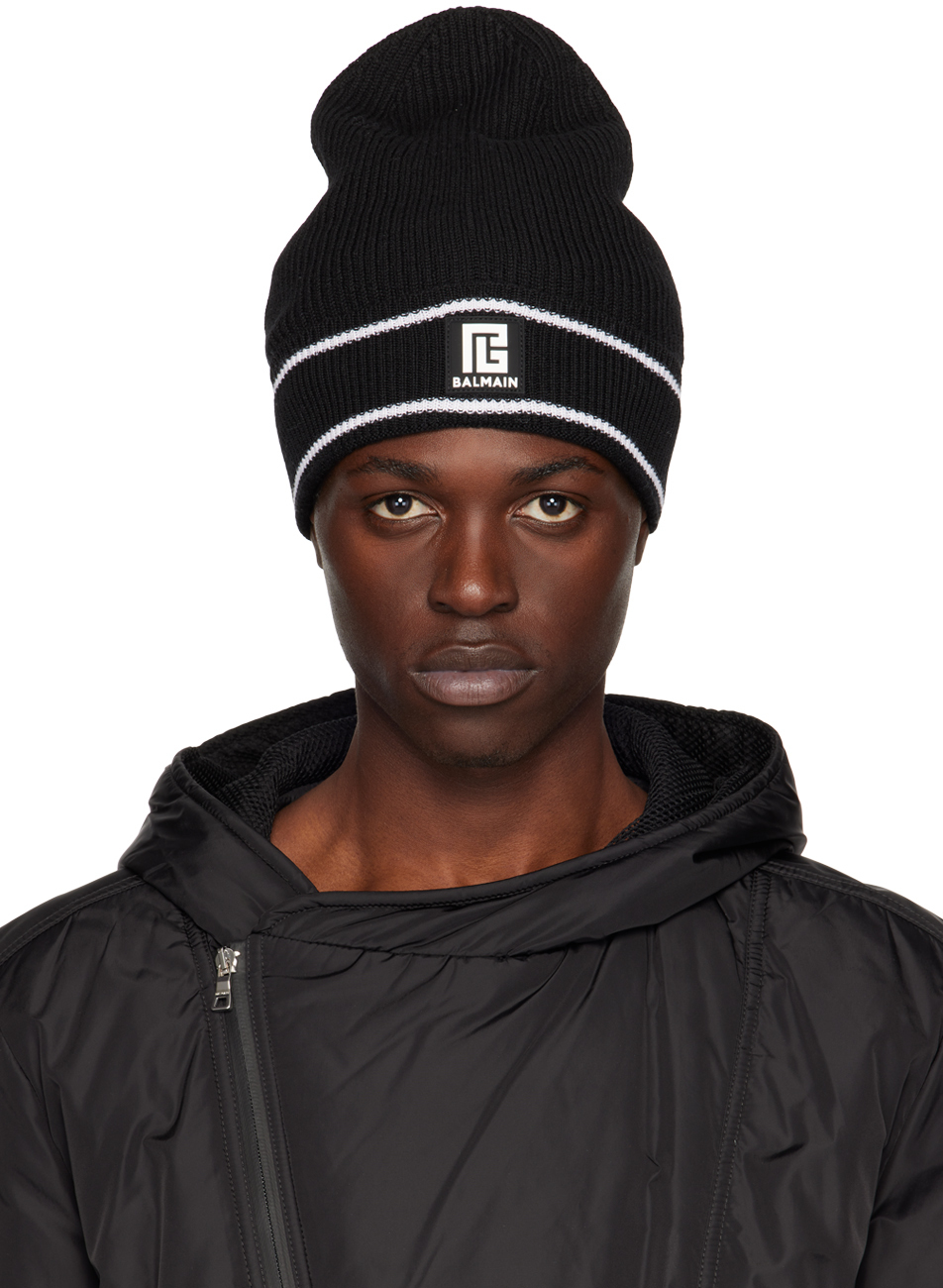 Balmain Black Embroidered Beanie Balmain