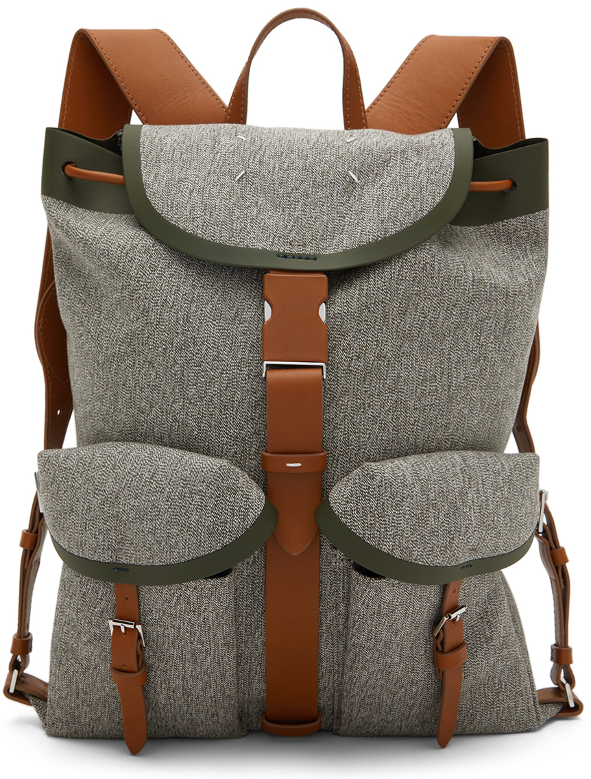 Maison Margiela Green & White Canvas Backpack Maison Margiela