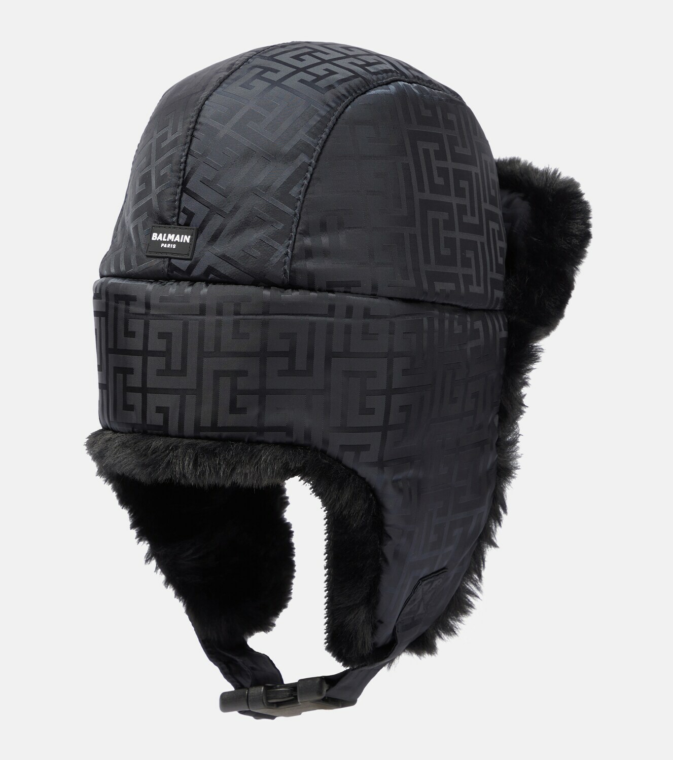 Balmain - Monogram faux fur-trimmed hat Balmain