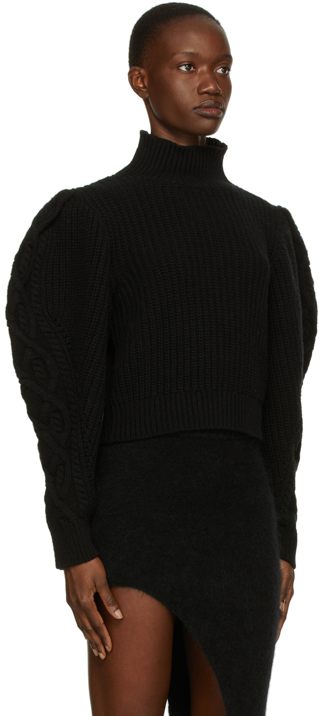 Wandering SSENSE Exclusive Black Open Back Turtleneck Wandering
