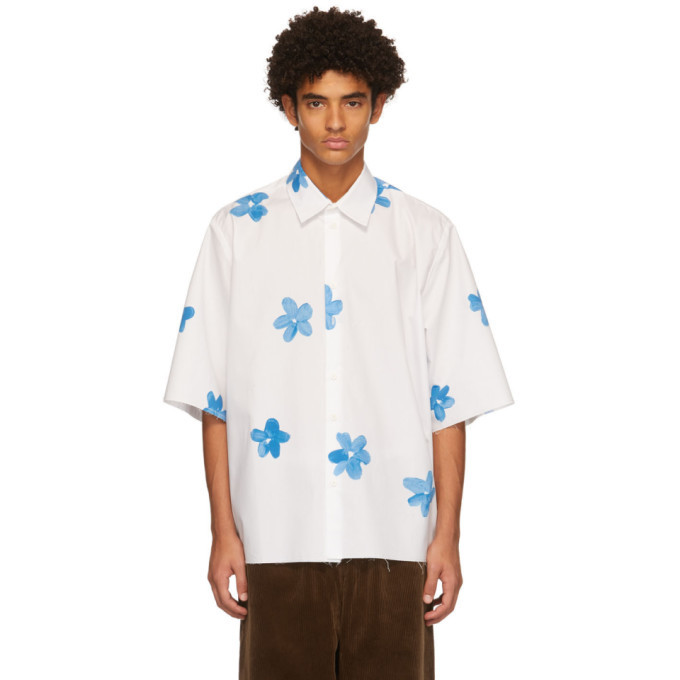 Camiel Fortgens SSENSE Exclusive White Flower Short Sleeve Shirt Camiel ...