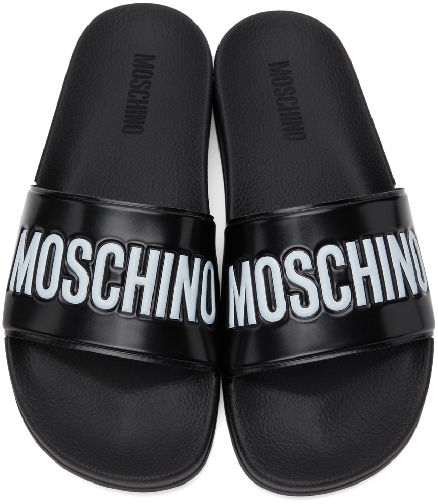 Moschino Black Logo Pool Slides Moschino