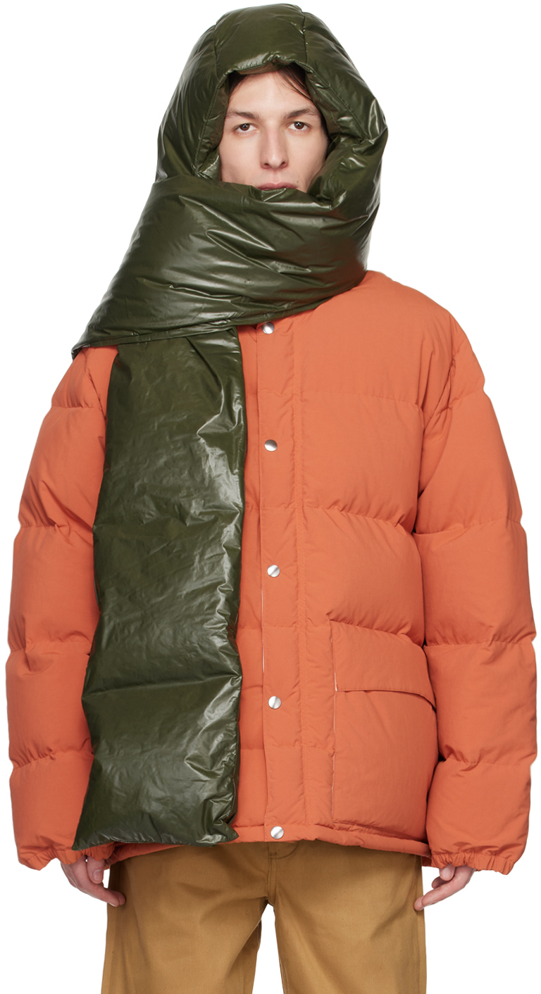 Jil Sander SSENSE Exclusive Green Hood Down Scarf Jil Sander