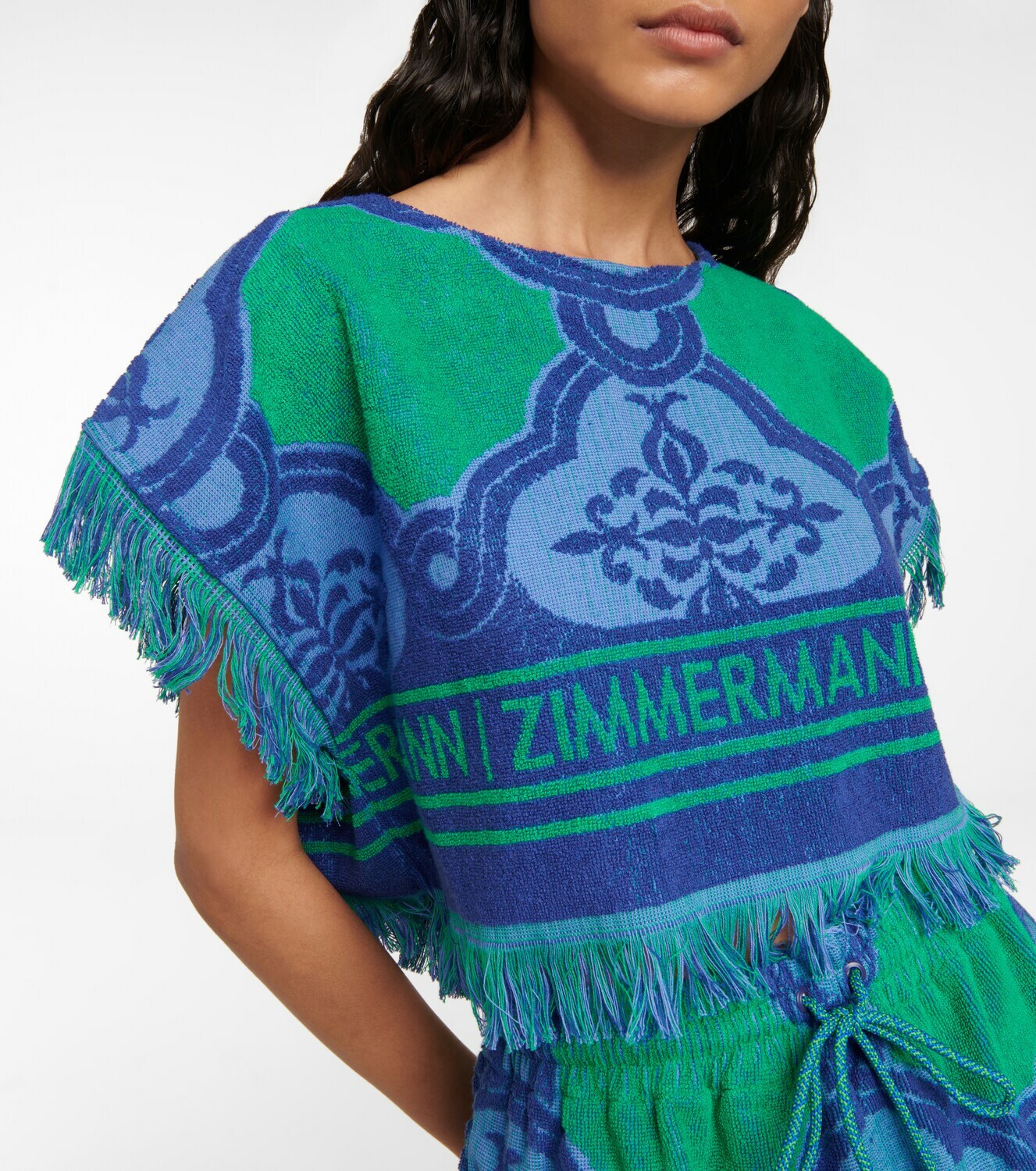 Zimmermann - Intarsia cotton terry crop top Zimmermann