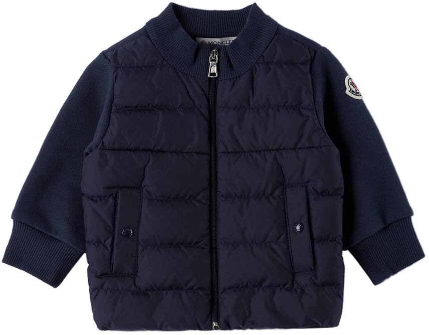 Moncler Enfant Baby Navy Paneled Down Cardigan Moncler Enfant