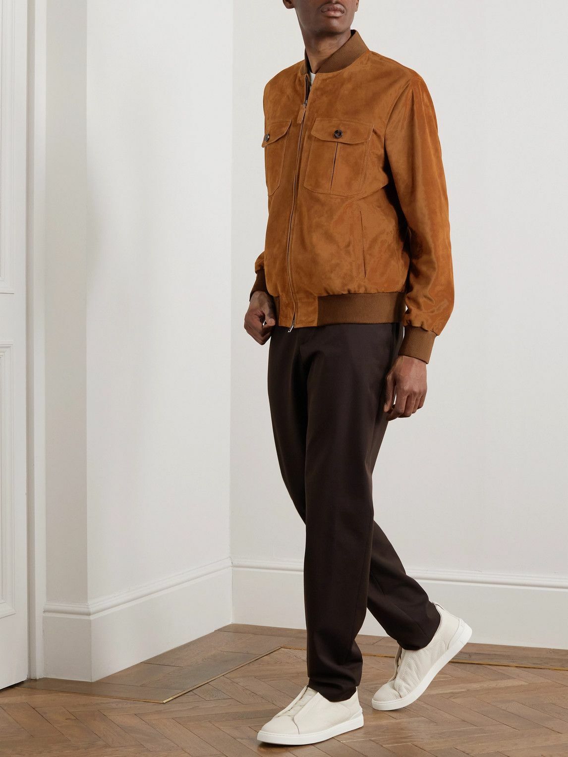 Brioni - Suede Bomber Jacket - Brown Brioni