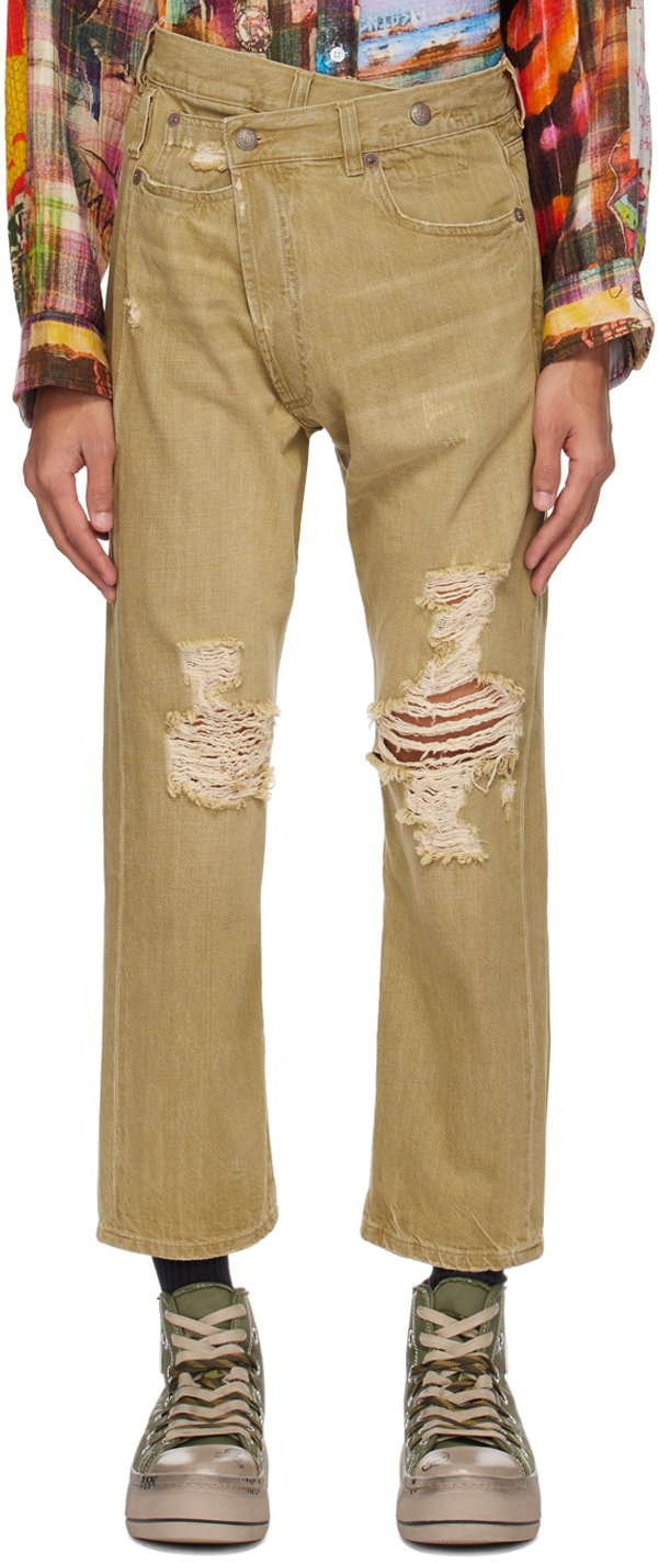 R13 Khaki Cross Over Jeans R13