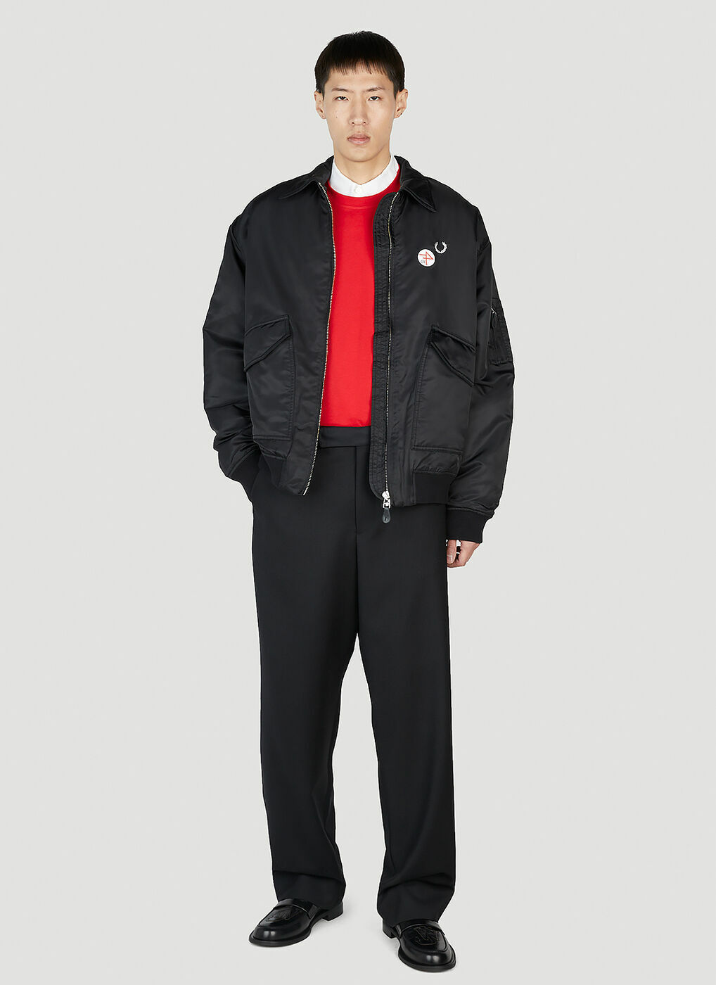 Raf Simons x Fred Perry - Printed Flight Jacket in Black Raf Simons Raf Simons x Fred Perry - Printed Flight Jacket in Black Raf Simons