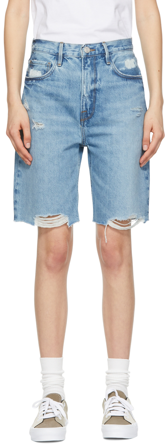 Frame Blue High-Rise Denim Shorts Frame Denim