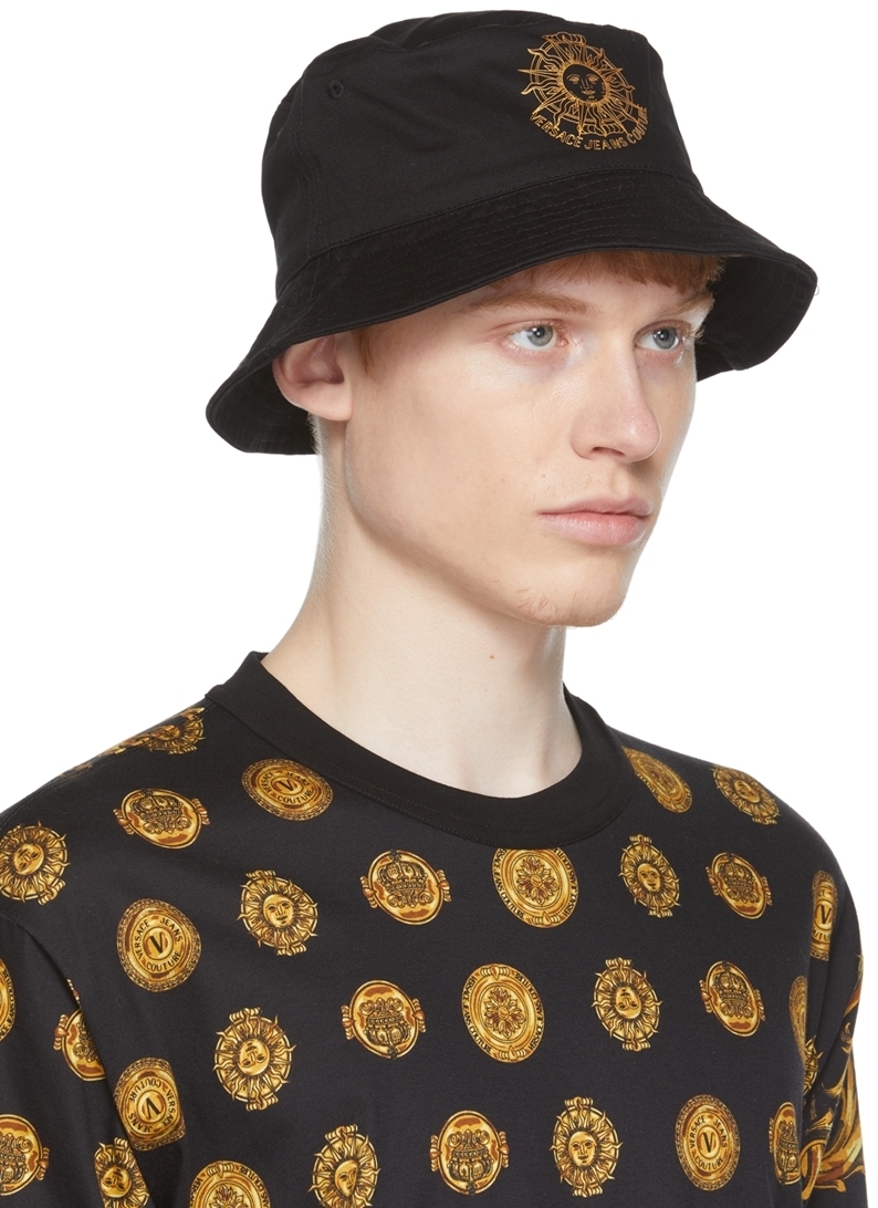 Versace Jeans Couture Black & Gold Garland Sun Bucket Hat Versace