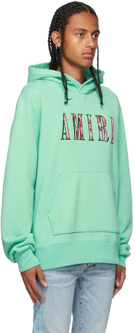 AMIRI Green Paisley Core Logo Hoodie Amiri