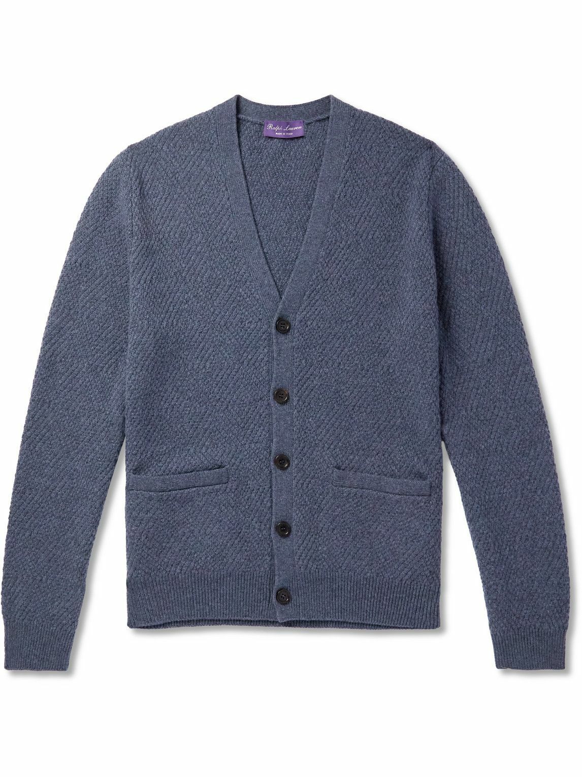 Ralph Lauren Purple label - Diamond-Textured Cashmere Cardigan - Blue ...