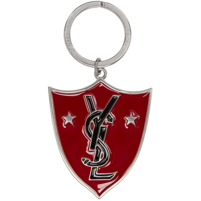 Saint Laurent Black and Red Shield Logo Keychain Saint Laurent