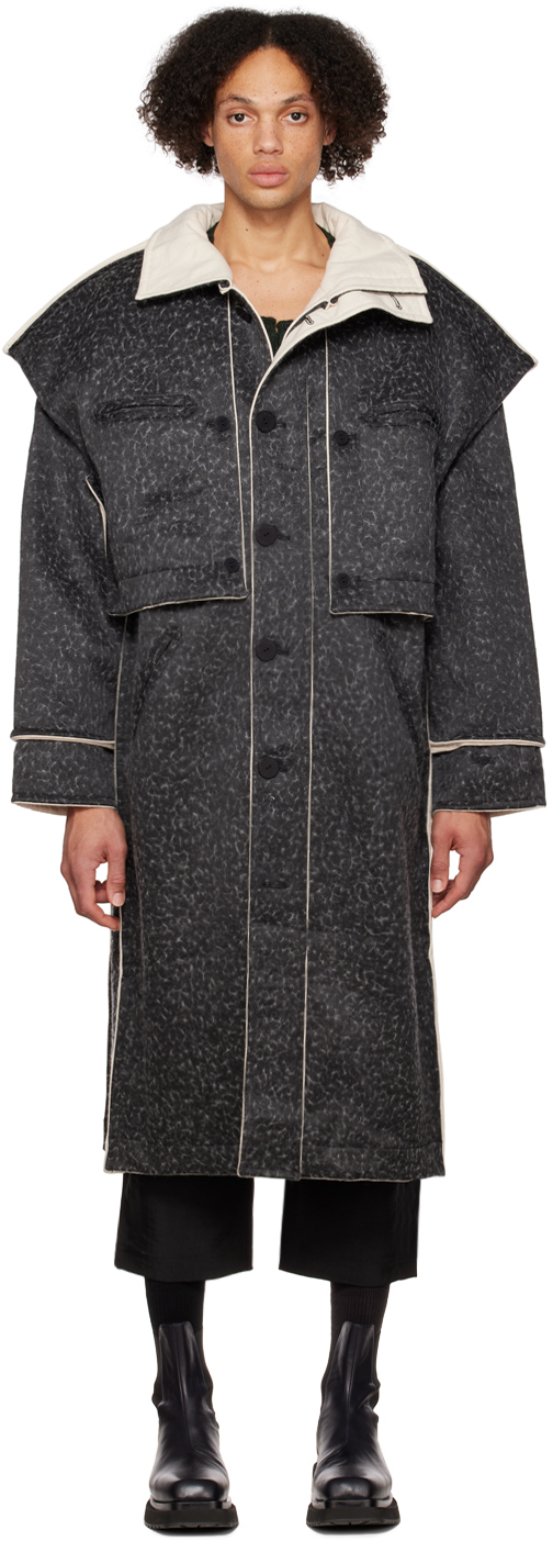Eckhaus Latta Gray Combination Overcoat Eckhaus Latta