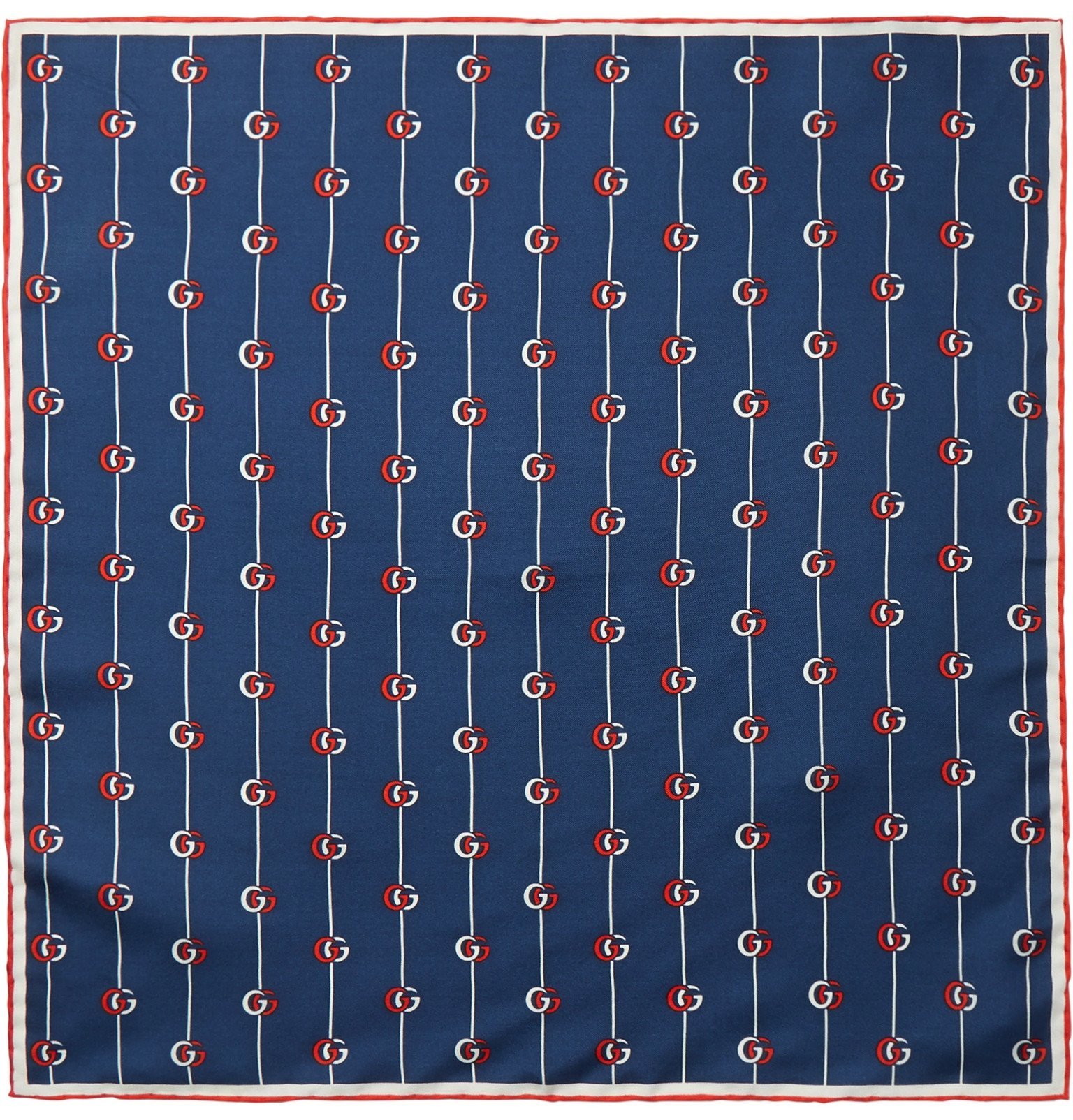 Gucci - Logo-Print Silk-Twill Pocket Square - Blue Gucci