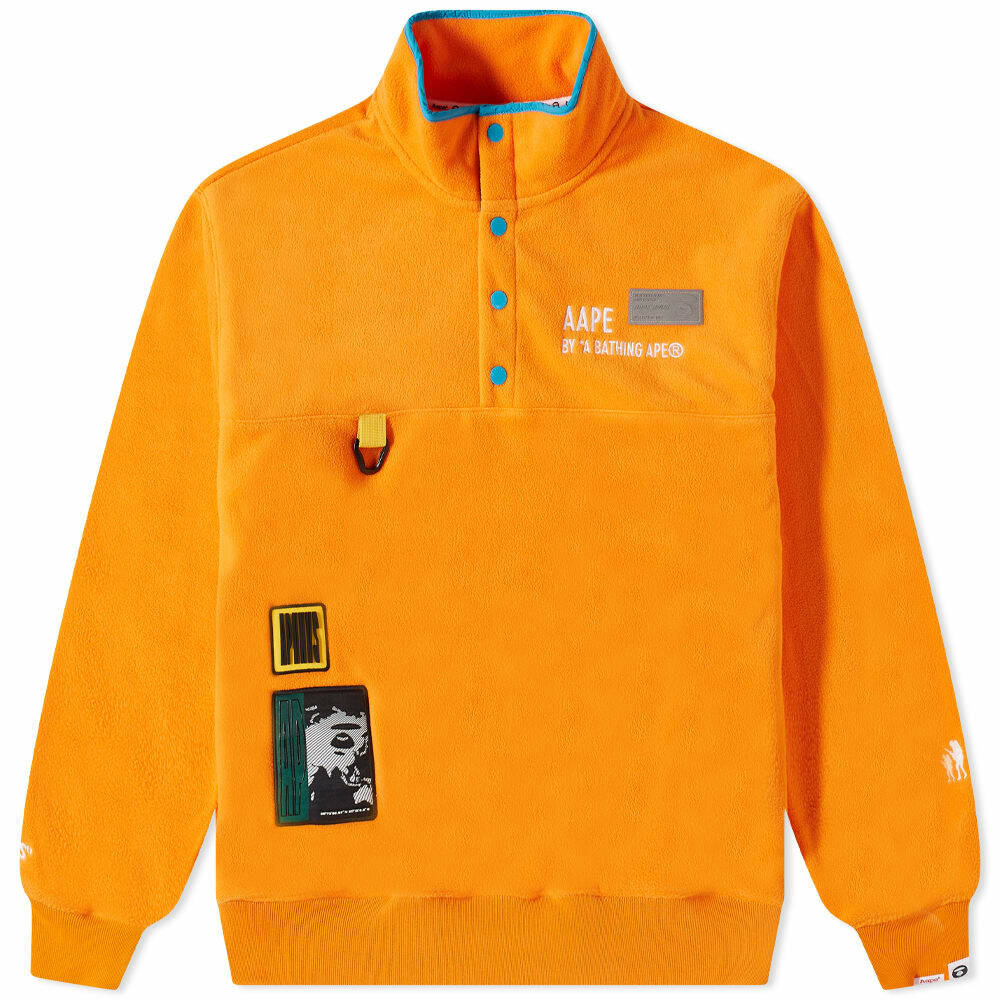 Men's AAPE 1/2 Button Fleece in Light Orange AAPE by A Bathing Ape