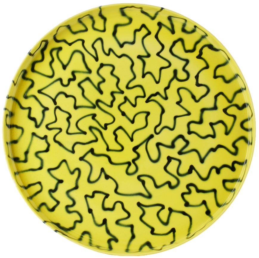 FRIZBEE CERAMICS Yellow Extra Large Pizza Tray Frizbee Ceramics