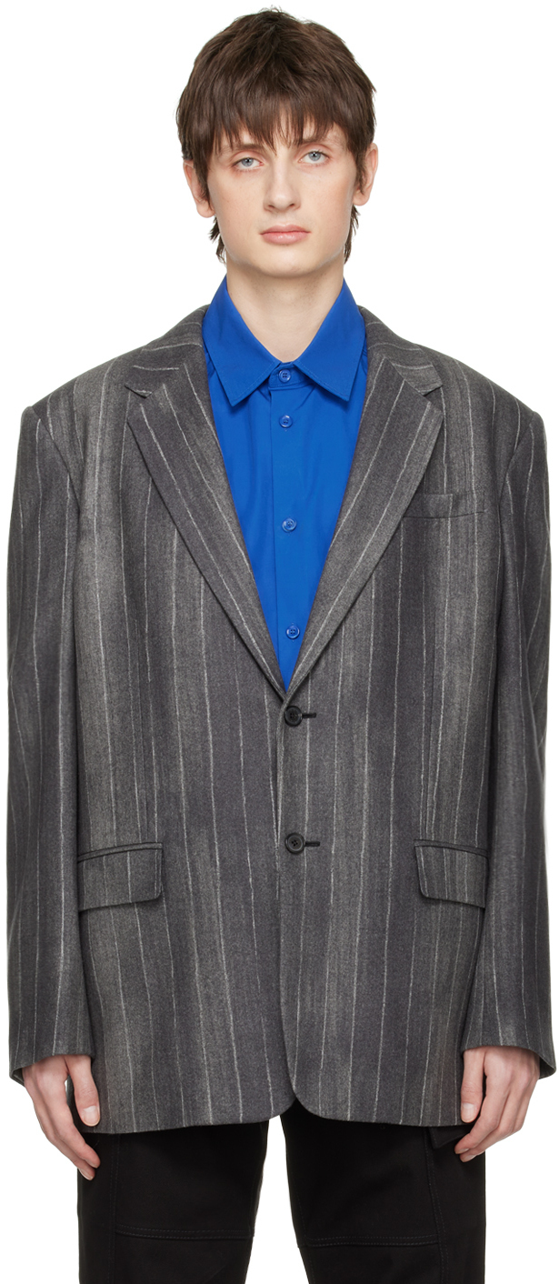 Versace Gray Pastel Pinstripe Blazer Versace