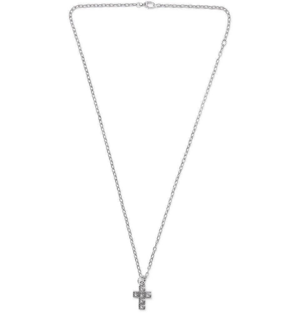 Gucci - Logo-Embossed Burnished Sterling Silver Necklace - Silver Gucci