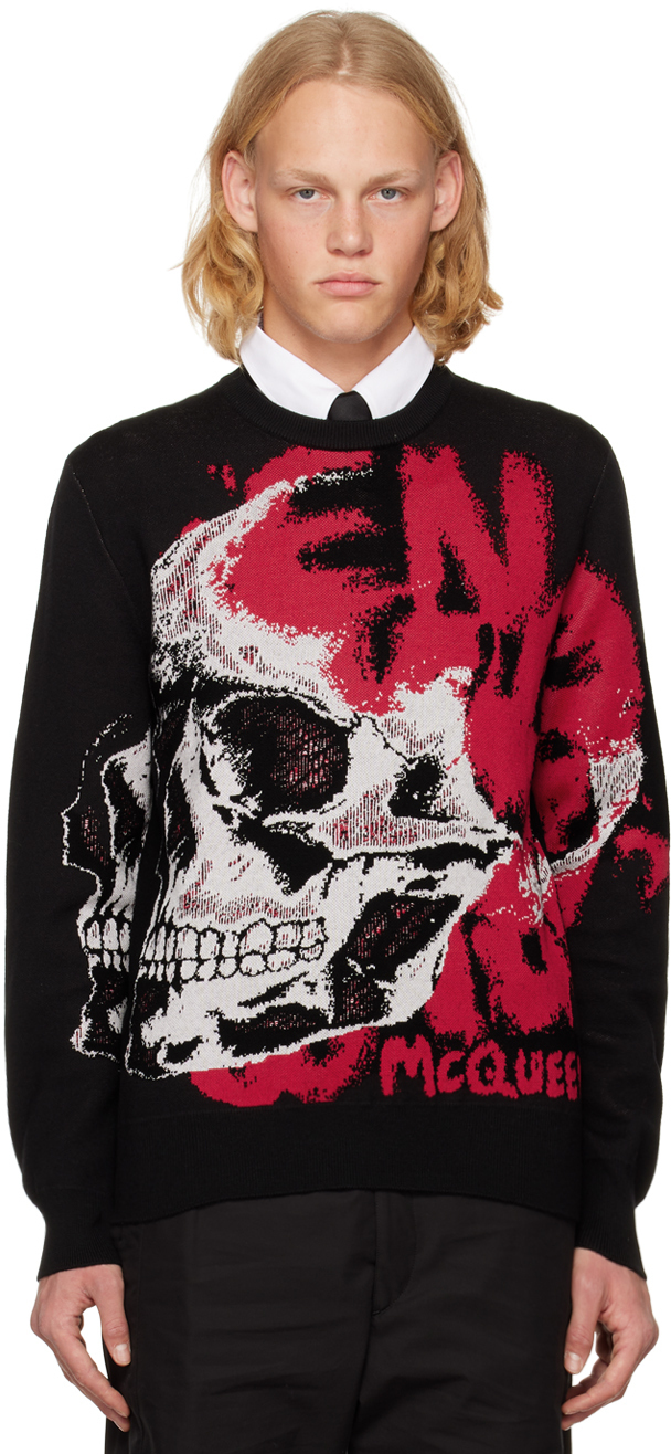 Alexander McQueen Black Skull Graffiti Sweater Alexander McQueen