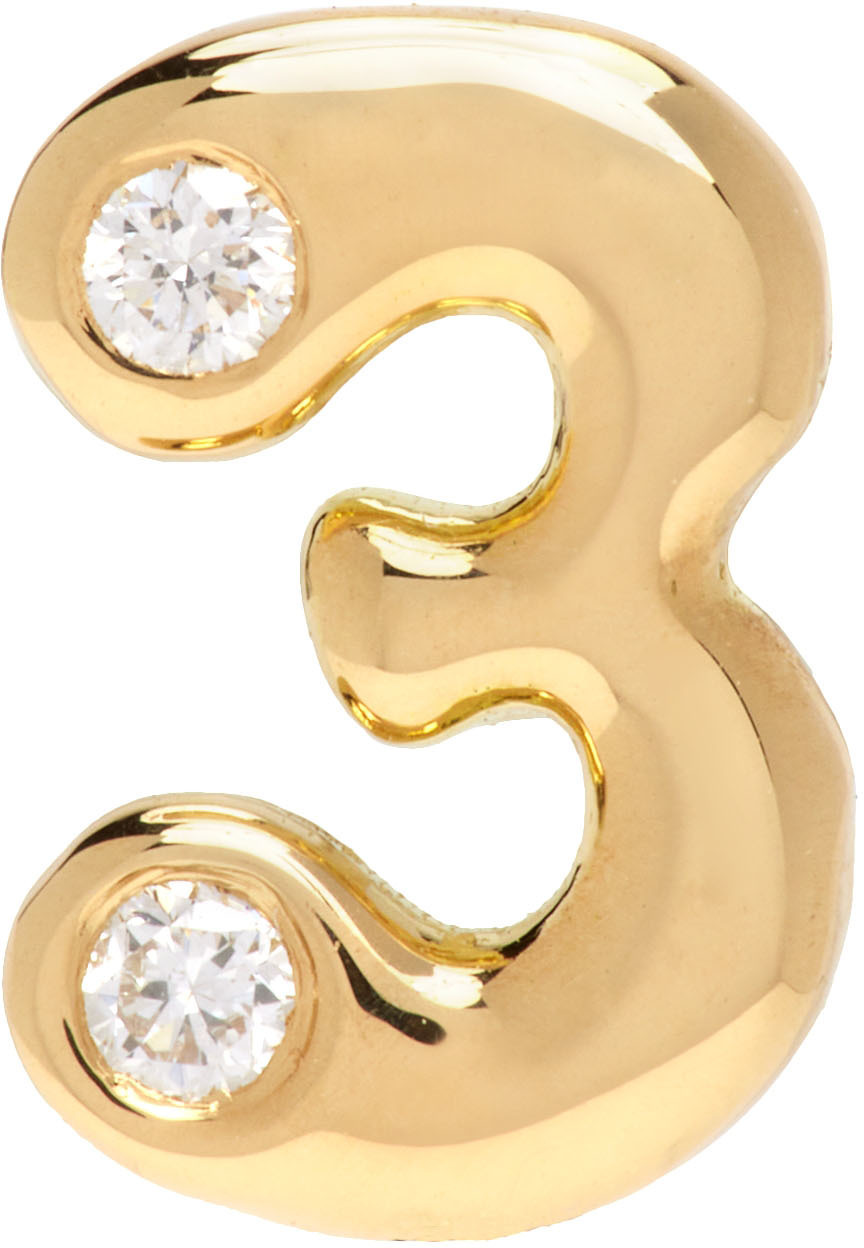 BRENT NEALE Gold Bubble Number 3 Single Earring BRENT NEALE