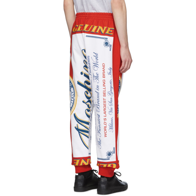 Moschino Red and White Budweiser Edition Logo Lounge Pants Moschino
