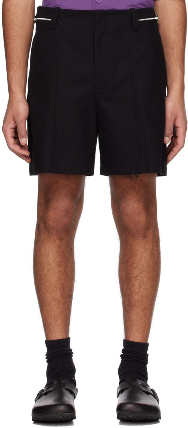 Solid Homme Black Zip Tab Shorts Solid Homme
