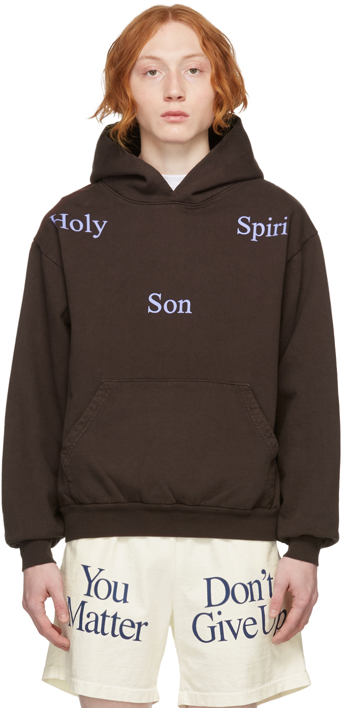 Praying SSENSE Exclusive Brown Holy Trinity Hoodie Praying