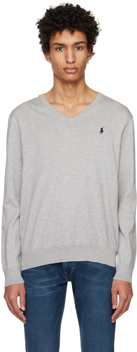 Polo Ralph Lauren Grey V-Neck Sweater Polo Ralph Lauren